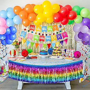 BEISHIDA 3 Packs Metallic Foil Fringe Garland Dark Rainbow Wall Hanging Tinsel Fringe Banners for Car Floats Bridal Shower Wedding Birthday Easter Graduation Holiday Party Decoration(30 Feet)