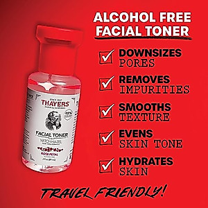Thayers Alcohol-Free Rose Petal Witch Hazel Facial Toner for Glowing Skin, Soothing, Hydrating, Refreshing Toner for Normal and Combination Skin, 3oz
