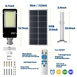 XLB-TYNFD Solar Street Lights 5000W LED Solar Powered Street Light Commercial Outdoor Street Light Dusk to Dawn Solar Light with Remote Control IP67 Waterproof Super Bright Solar Flood Light
