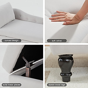 Iroomy Chaise Lounge Indoor with Storage, Modern Nailhead-Trimmed Tufted Lounge Chair, Upholstered Chaise Lounges Couch with Pillow for Living Room, Bedroom, Office, Light Grey, Left Armrest