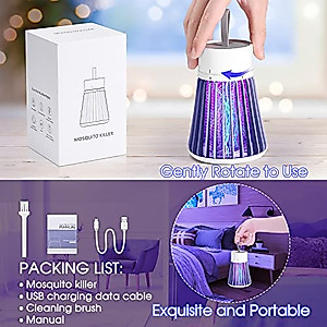 ELLASSAY Electric Bug Zapper for Indoor & Outdoor - Rechargeable Mosquito and Fly Killer Portable USB LED Purple Light Trap Have Security Grid Home, Bedroom, Backyard Camping Using, Grey