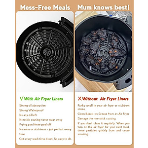 Velaxs Air Fryer Liners Disposable, Cooking Nonstick Filter Inserts Liners, Microwave Frying Pan Parchment Paper, Oil-proof Baking Roasting Food Grade Paper Sheets for Air Fryer 100 pcs 6.3 inch Round