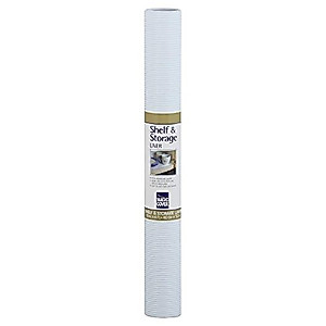 Magic Cover Non-Adhesive Vinyl Shelf and Storage Liner Ideal for Wired Shelving, 18-Inches by 4-Feet, White Ribbed