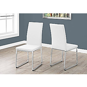 Monarch Specialties I Two Chairs, 28"L x 28"D x 38"H, White/Chrome