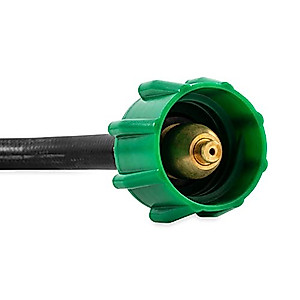 Camco Pigtail Propane Hose Connector | Designed to Connect to an RV or Trailer Propane Regulator | Safety Features Include Thermal Protection and Excess Flow Protection | 12-inch (59053), Black and green