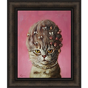 Home Cabin Décor Marie Catoinette by Lucia Heffernan 16x19 Humorous Antoinette Spoof Cat Hair Updo Funny Art Framed Print Picture
