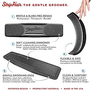 StripHair Gentle Groomer - Original for Horses Dogs 6-in-1 Shedding Grooming Massage