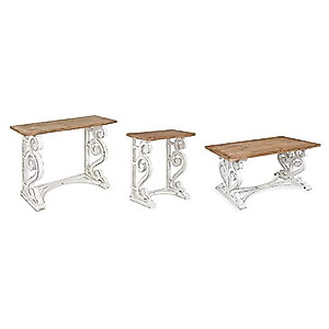 Kate and Laurel Wyldwood Country French Solid Wood Console Table - Rustic/White Legs - Natural Wood Top