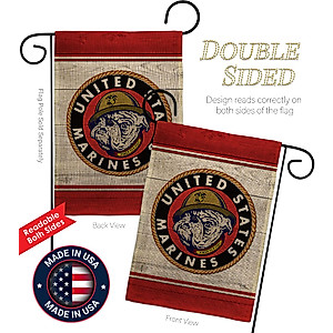 Marine Bulldog Burlap Garden Flag - Set with Stand Armed Forces Corps USMC Semper Fi United State American Military Veteran Retire Official - House Banner Small Yard Gift Double-Sided 13 X 18.5