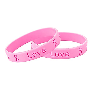 Breast Cancer Awareness Pink Silicone Bracelet - Pink Cancer Survivor Bracelet - Pink Rubber Wristband for Cancer Awareness