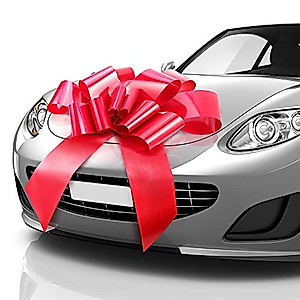 MIFFLIN Thicker & Sturdier Big Car Bow (Red, 30 inch) Butterfly Shape Gift Bow, Giant Bow for Car, Birthday Bow, Huge Car Bow, Car Bows, Big Red Bow, Bow for Gifts, Christmas Bow for Cars