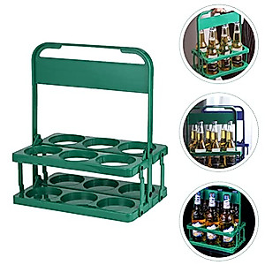 Zerodeko Drink Carrier Wine Bottle Glasses Caddy Plastic Beer Carrier Drinking Desk Accessories 6 Pack Bottle Case Wine Organizer Gift for Wine Lover Green Drink Carriers