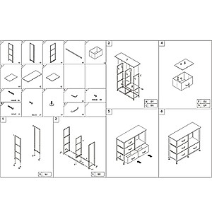 AZL1 Life Concept Storage Tower with Shelves, 4 Drawers Closet Organizer, Night Stand, Fabric Bins, Versatile Cabinet, Dresser for Bedroom, Living Room, Hallway, Wood Handles, Black