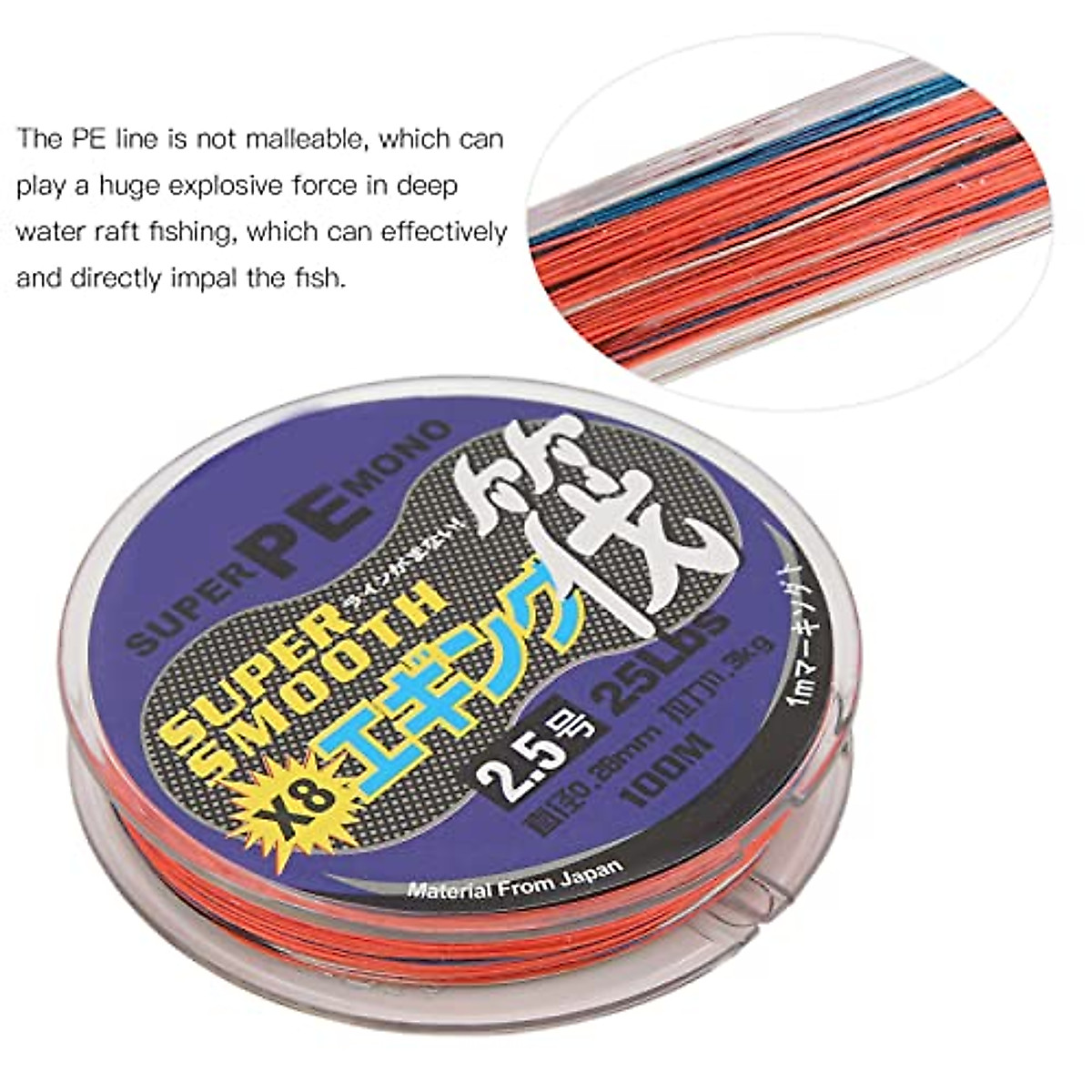 Fishing Line, High Strength PE Fishing Wire Strong Water Cutting Standard Line Diameter Long Service Life Soft for Fishing(2.5)