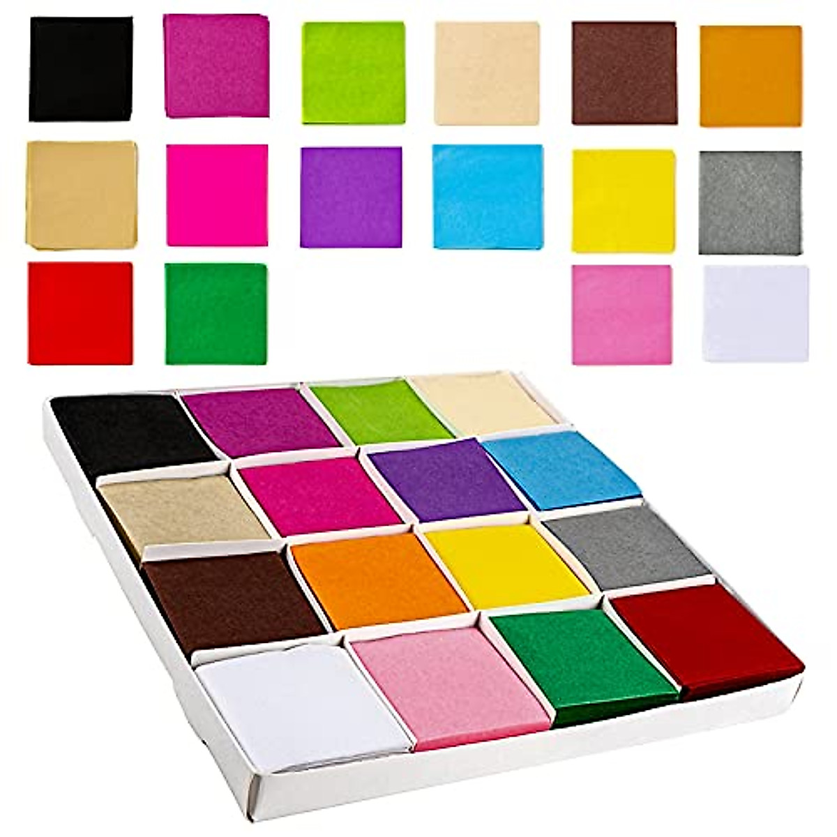 Exquiss 6400pcs Tissue Paper Squares in 16 Colors for Crafts & Decorations