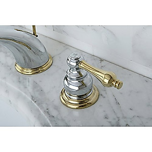 Kingston Brass KB974AL Victorian Widespread Lavatory Faucet with Metal lever handle, Polished Chrome and Polished Brass,8-Inch Adjustable Center