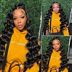 Smilulu 26 Inch 13x4 HD Lace Front Wigs Human Hair 180% Density Body Wave Lace Front Wigs Human Hair Pre Plucked 13x4 Hd Lace Frontal Wigs Human Hair Hd Lace Front Wigs for Black Women Human Hair