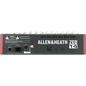 Allen & Heath ZED-14 - 14-Channel Touring Quality Mixer with USB I/O (AH-ZED-14),Grey/Red
