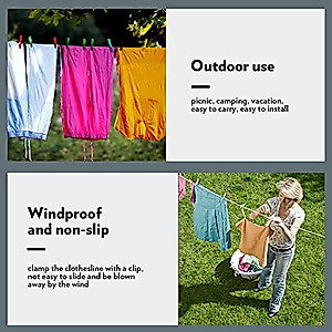 Retractable Clothesline, up to 40 feet Long, can Bear 30 pounds, Easy to Carry, Simple to Install, and can be Used Indoors and Outdoors (Green)