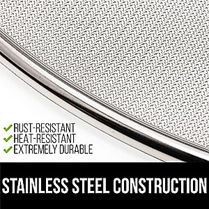 Gorilla Grip Splatter Screen for Frying Pan, Easy Clean Stainless Steel Grease Cover, Stop Hot Oil and Bacon Splash, Cooking Guard for Skillet, Comfortable Handle, Dishwasher Safe, 11.8 Inch, Gray