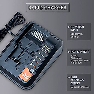 Felihogar Replacement for Porter Cable 20V Max Battery Charger PCC692L Compatible with Porter Cable 20V Max Lithium Battery PCC699L PCC680L PCC682L and Black & Decker 20V Max Lithium Battery LBXR20