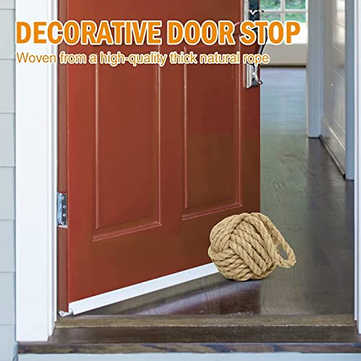 Pomeat Decorative Door Stop Rope Knot Nautical Door Stop Doorstop Outdoor Weighted Door Stopper for Door, Window Wedge, Bookend 6.25 inch (Natural)