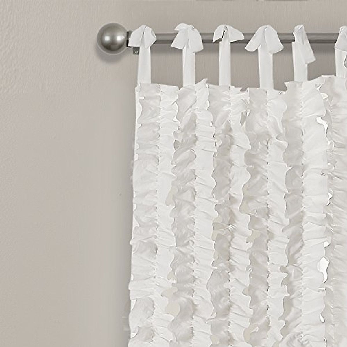 Lush Decor, White Sophia Ruffle Curtain | Textured Window Panel Set for Living, Dining Room, Bedroom (Pair), 84” x 40, 84" x 40"
