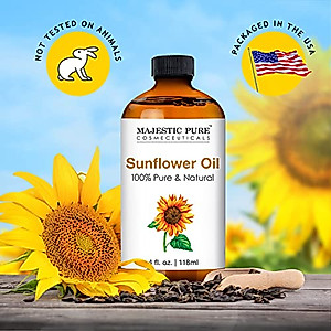 MAJESTIC PURE Sunflower Essential Oil | 100% Pure and Natural Sunflower Oil | Premium Grade Essential Oils for Hair Care, Home Diffusers, Skin, Aromatherapy, Massage and Humidifiers | 4 Fl Oz