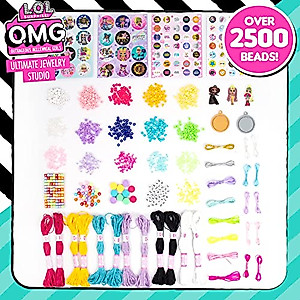 L.O.L. Surprise! O.M.G. Double Feature Ultimate Jewelry Studio, Over 2500 Beads, Create 50+ Pieces of Jewelry Doll Charms, Alphabet Beads & Stickers, Bead Kit for Kids Ages 6, 7, 8, 9