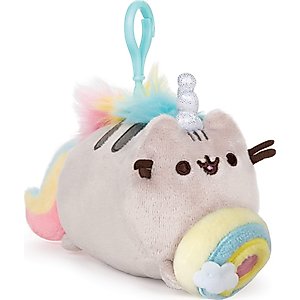 GUND Pusheenicorn Donut Log Backpack Clip Plush Stuffed Animal Cat Unicorn, 5"