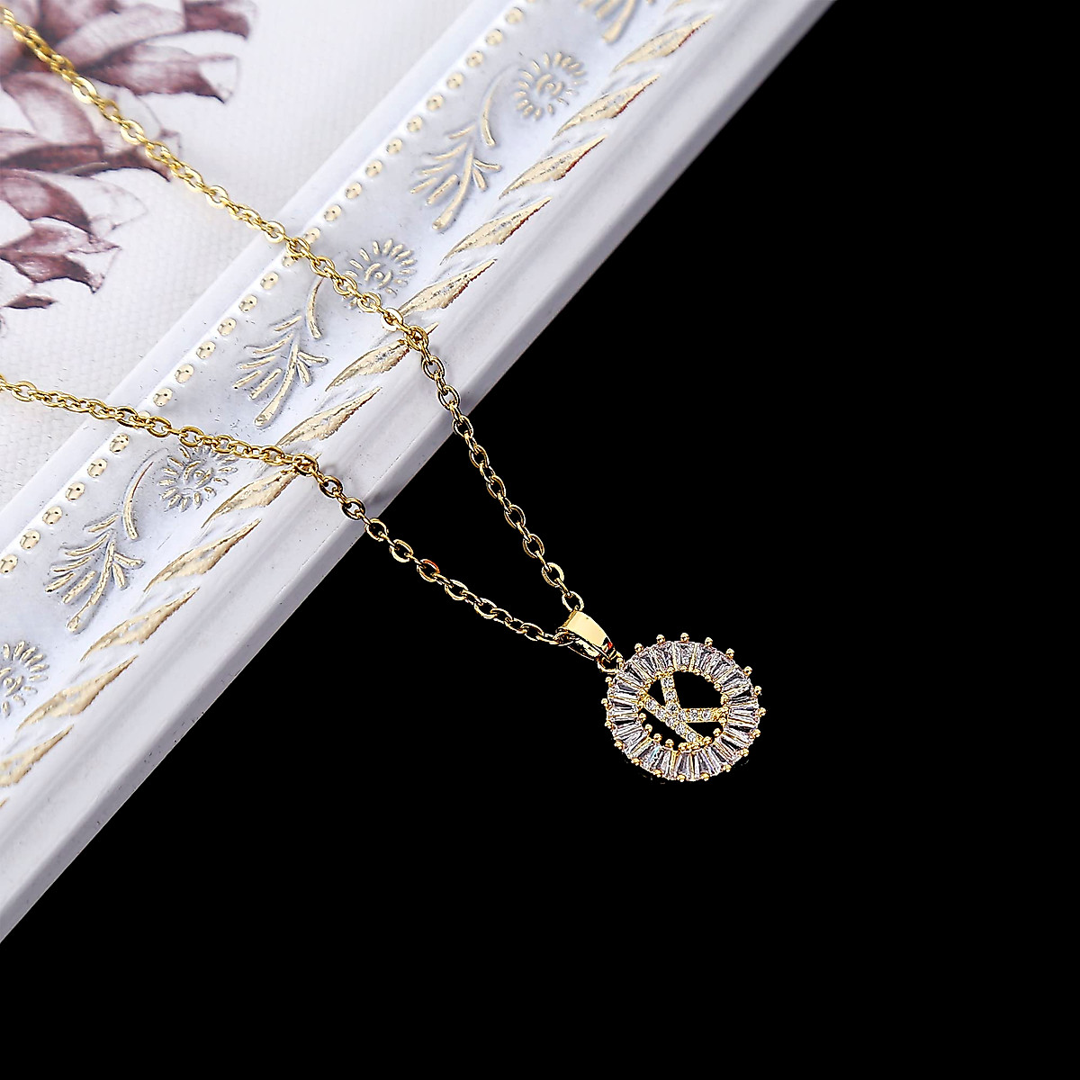 LLIYSOUN Initial Necklaces for Women Initial Jewelry for Women 14K Gold Plated Letter Layered Personalized Round Zirconia Letters Jewelry for Women Valentines Day Gifts Gold K