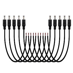 SIM&NAT Male DC 2.1mm x 5.5mm Wire Power Pigtails Adapter Barrel Plug Socket Cables for CCTV Security Camera, DVR, Car Rearview Monitor System Video, LED Strip Light, Surveillance (20 inch / 50 cm)