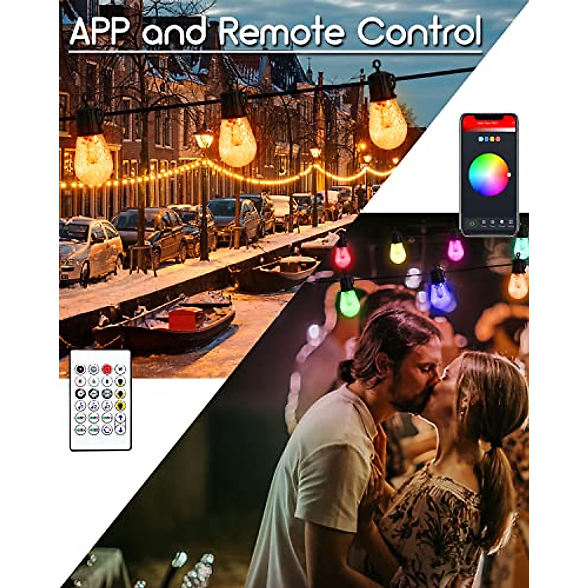 Solar Patio Lights Outdoor Waterproof, 48 FT Solar String Lights Dimmable, Timer, APP&Remote, String Lights for Outside Solar Powered Outdoor Solar String Lights for Yard, Backyard, Garden Decor