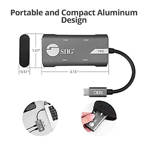 SIIG USB C Hub, 2X USB-C, 2X USB 3.1 with 10Gbps Data Transfer, Plug-n-Play for MacBook, PC, Laptop, Windows/MacOS (JU-H40G11-S1)