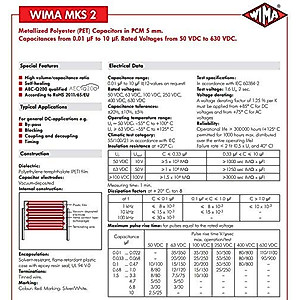 10PCS 0.1uf 100nf 104 100V WIMA MKS2 Audio Grade Metalized Polyester Capacitor