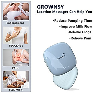 GROWNSY Warming Lactation Massager, Postpartum Breastfeeding Essentials, Heat & Vibration Support for Clogged Ducts, Mastitis, Improve Milk Flow, Engorgement (2 Pads)