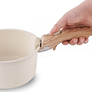 MOKIKA Removable Handle Wood-Like, Detachable Handle Cookware, Universal Pots and Pans Handle Replacement, Removable Pan Gripper Suitable for All Cookware