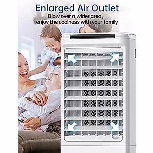 Evaporative Air Cooler, AOLOS Room Air Conditioner Fan, 3 IN 1 Portable Air Cooler w/Remote, 3 Speeds, 1.85-Gal, 7H Timer & 40°Auto Oscillation, Air Conditioner Portable for Room Garage Office