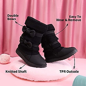 DREAM PAIRS Little Kid Klove Black Faux Fur Lined Mid Calf Winter Snow Boots Size 3 M US Little Kid