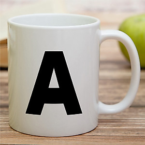 Retreez Initial A-Z Alphabet Monogrammed Monogram Mug 11 Oz Ceramic Tea Coffee Mugs - Graduation Appreciation Thank You Holiday Birthday Gifts for her friend coworker mother father sister - A Initial