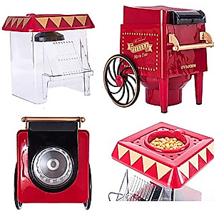 GVAKMM Retro Cart Popcorn Machine Hot Air Popcorn Maker Home Protable Popcorn popper Machine For Party Movie Night and Birthday Gift