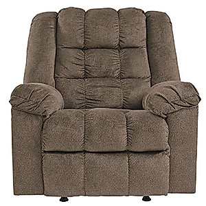 Signature Design by Ashley Drakestone Tufted Manual Rocker Recliner with Lumber Heat and Massage, Light Brown