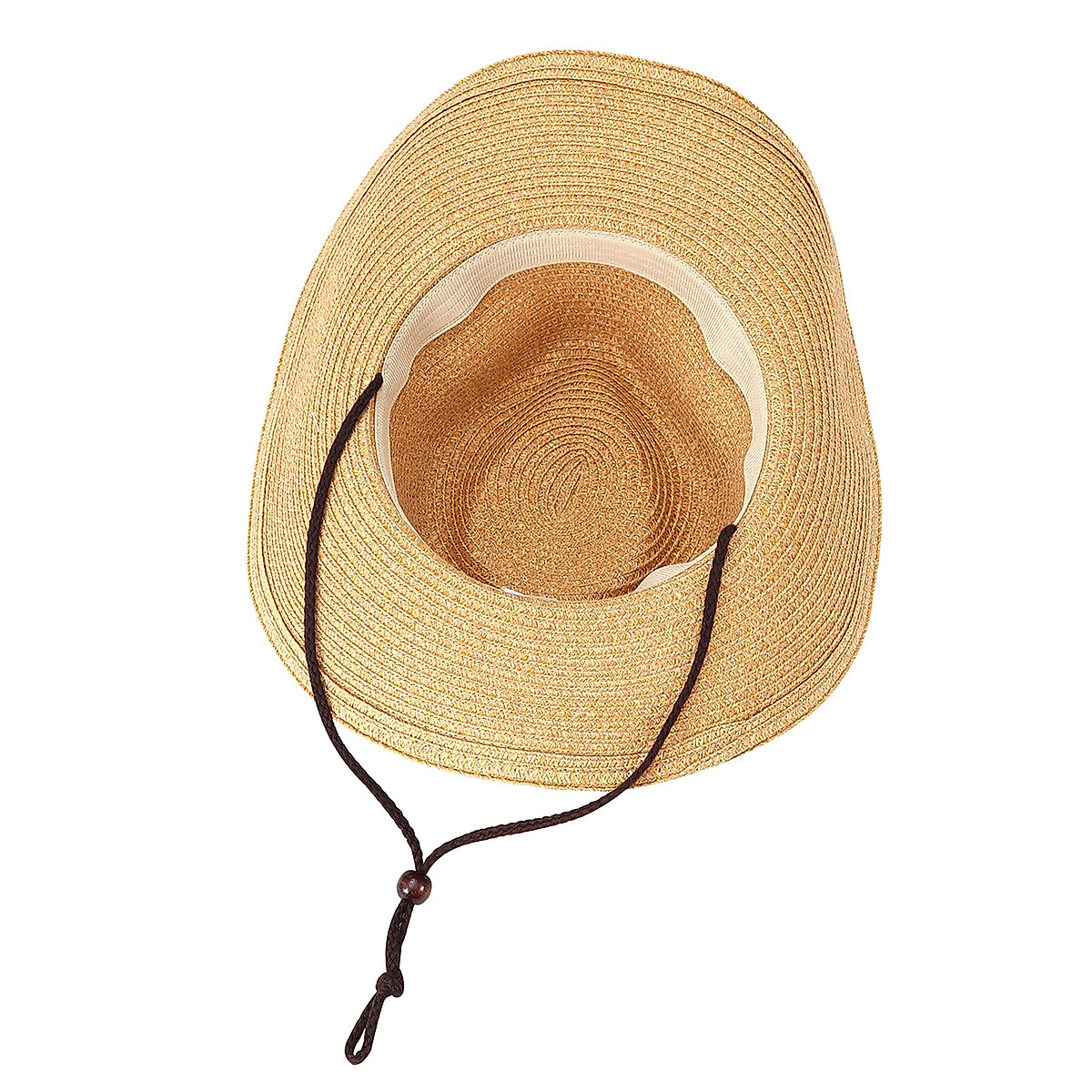 Womens Straw Cowboy Hat Western Beach Sun Hat for Men Wide Brim Fedora Hat Portable Cowgirl Hats Summer Panama Hat Coffee