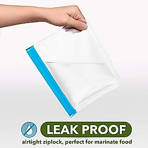 Greenzla Reusable Food Storage Bags – 12 Pack BPA FREE Freezer Bags (4 Reusable Gallon Bags & 4 Reusable Sandwich Bags & 4 Reusable Snack Bags), EXTRA THICK & Leakproof Reusable Lunch Bags for Food