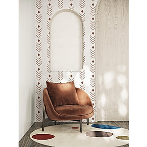 Ismoon Geometric Peel and Stick Wallpaper Boho Wallpaper Modern Herringbone Stripes Contact Paper Beige/Red Rusty Wallpaper Peel and Stick Vinyl Self Adhesive Wallpaper Removable 16.1x78.7inches