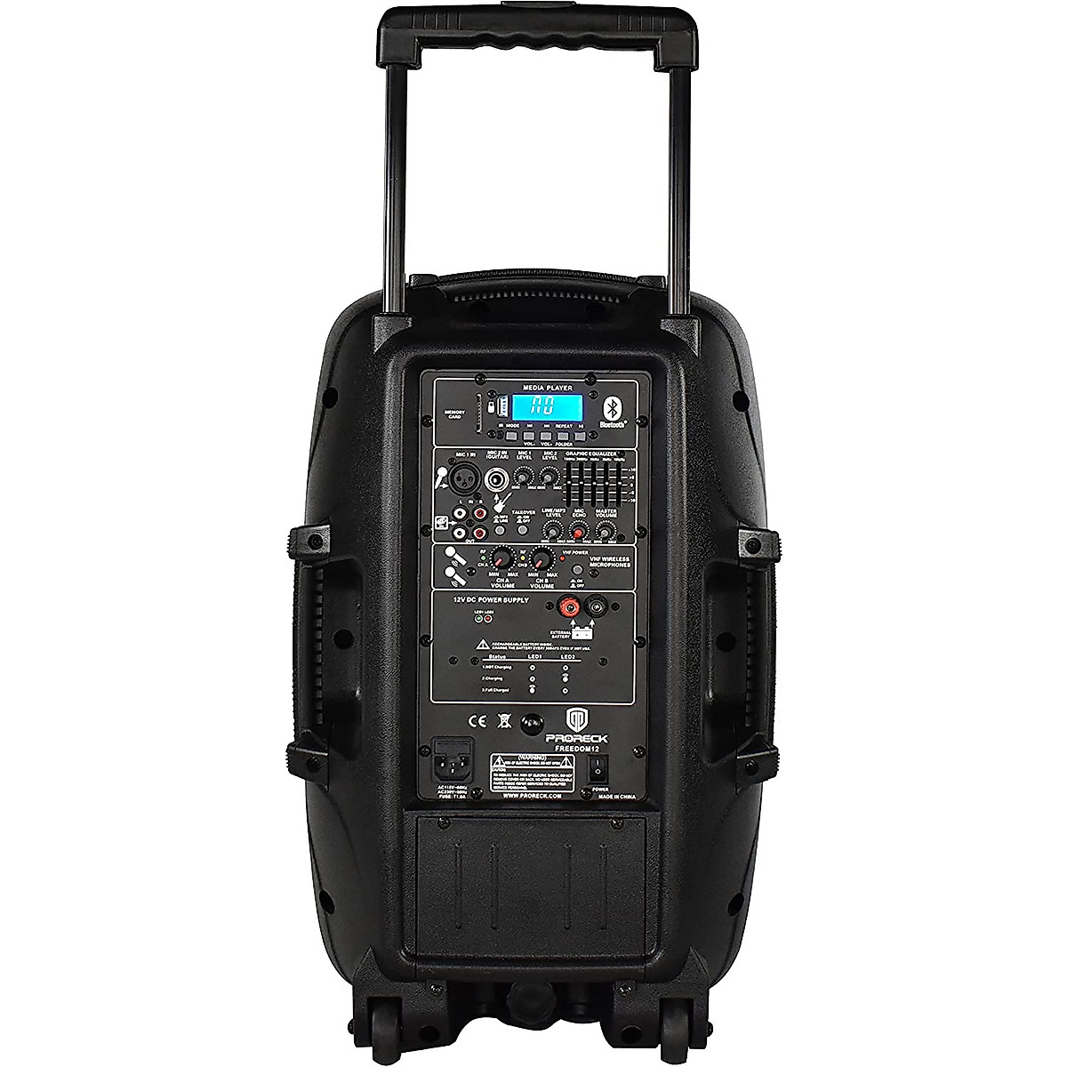 PRORECK Freedom 12 Portable Wireless 12-Inch 500 Watt Powered Dj/PA Speaker Karaoke System with Bluetooth/USB Drive Read/SD Card Reader/FM/Remote Control/Wireless Microphones (12 INCH SPEAKER)