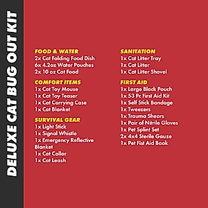 Emergency Zone - Cat Emergency Survival Kit - Bug Out, Emergency, Travel Kits, First Aid - Deluxe