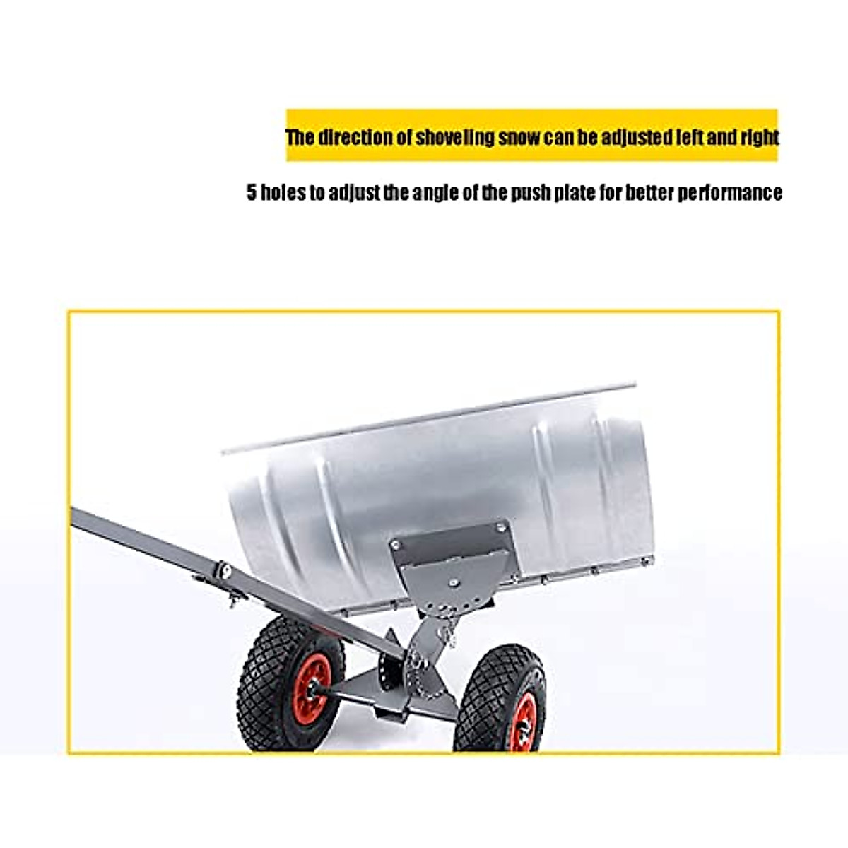 KOKMAT Snow Shovels, Rolling Snow Pusher 10in Wheels, Heavy Duty Metal Snow Pusher with Adjustable Height and Angle for Driveway, Garden, Pavement Cleaning (Size : Double Pole)