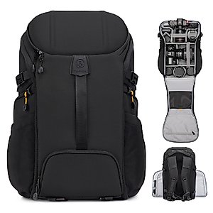 TARION Large Camera Backpack Bag - Large Photo Backpack with 𝐃𝐮𝐚𝐥-𝐒𝐢𝐝𝐞 𝐎𝐩𝐞𝐧𝐢𝐧𝐠 15.6" Laptop Sleeve Waterproof Raincover DSLR Backpack for Outdoor Photography Hiking Travel Black HX-L