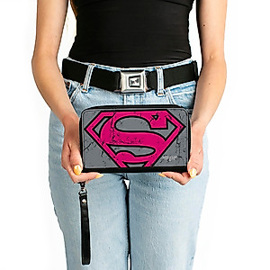 Buckle-Down Women's PU Zip Around Wallet Rectangle-Superman, 7.5"x4.5"